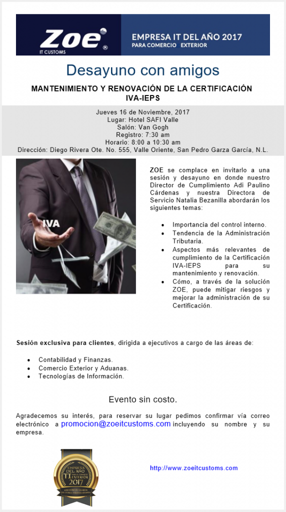 Desayuno con amigos: Mantenimiento y renovación de la certificación IVA ...